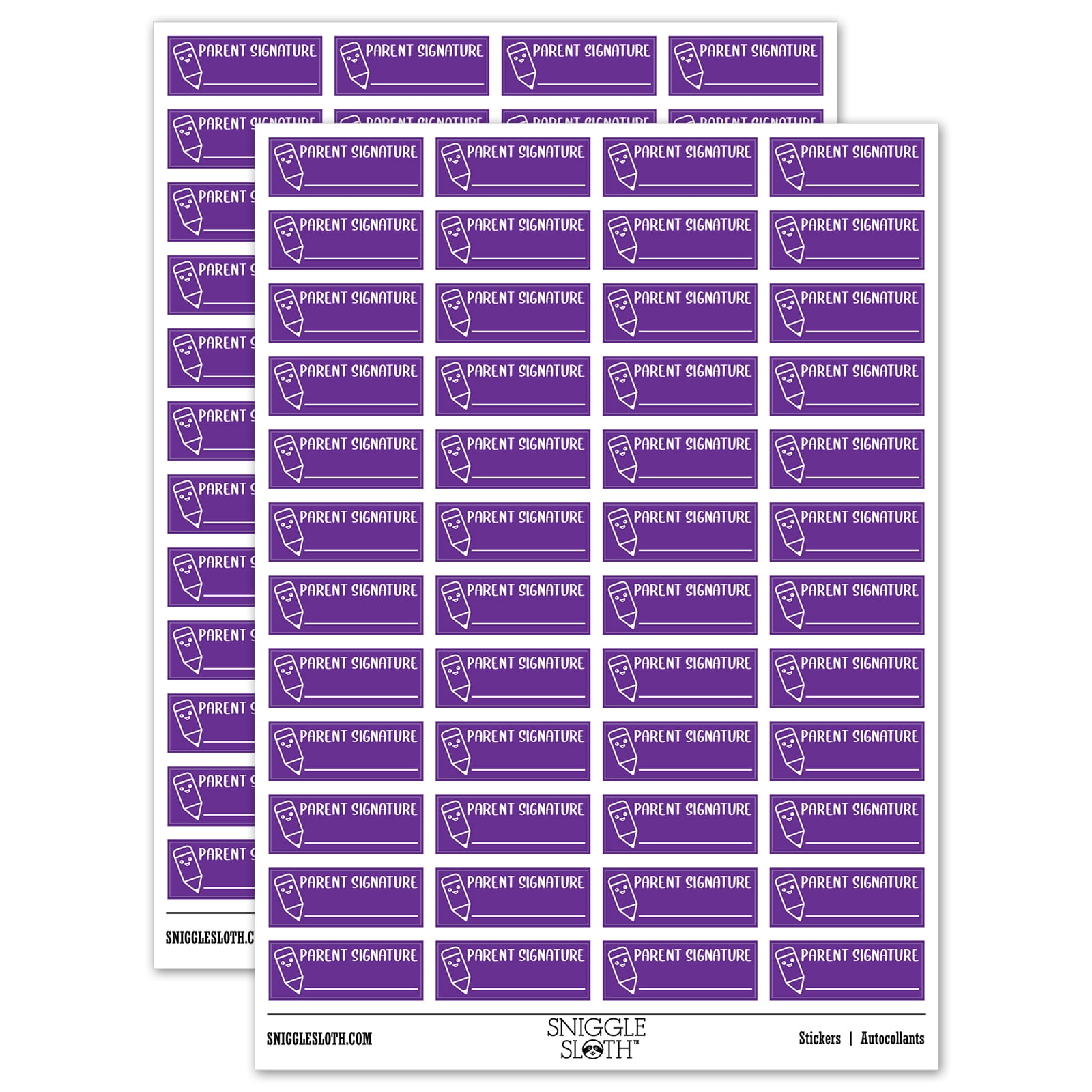 Parent Signature Teacher Student School Sticker Set - Purple - Matte ...