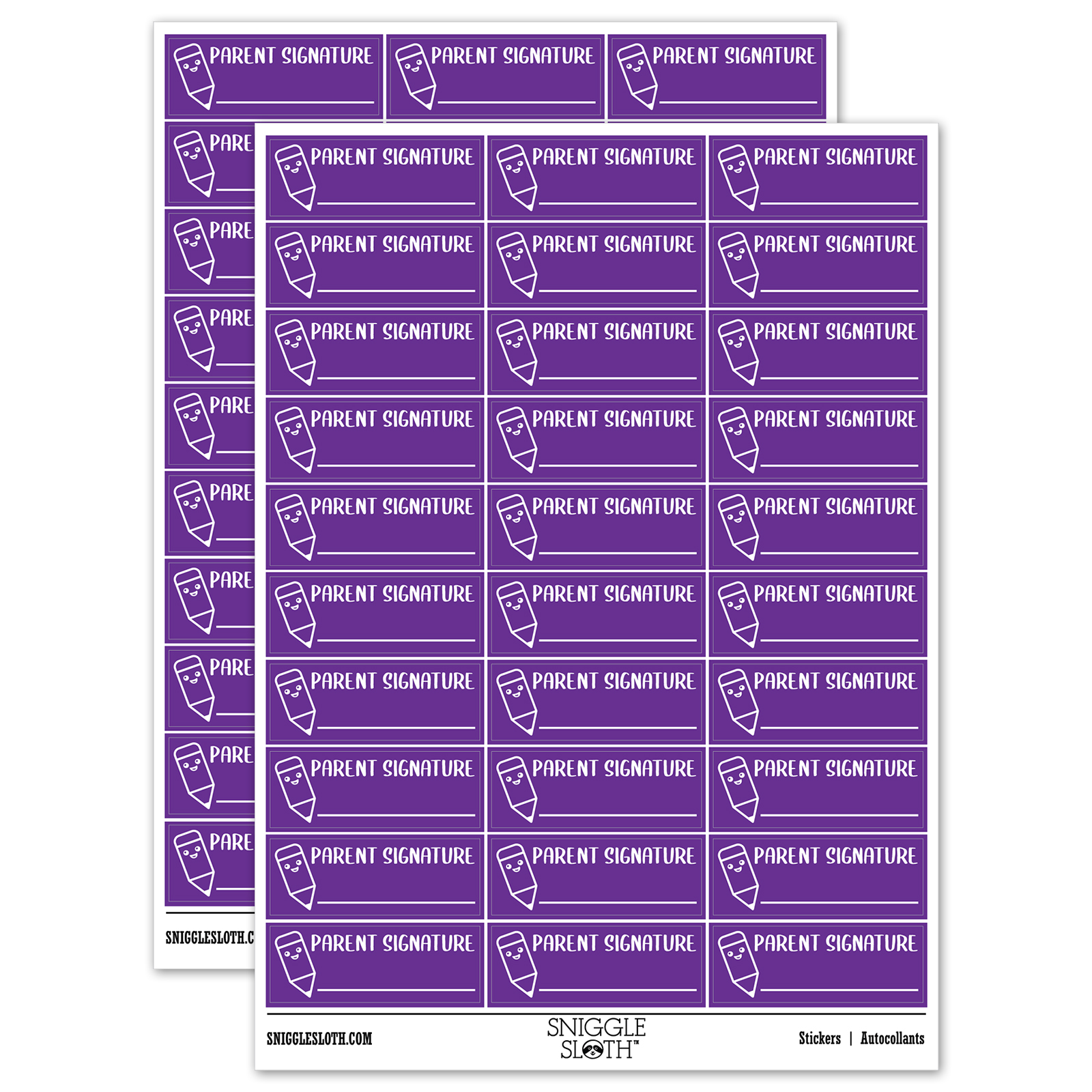 Parent Signature Teacher Student School Sticker Set - Purple - Matte ...