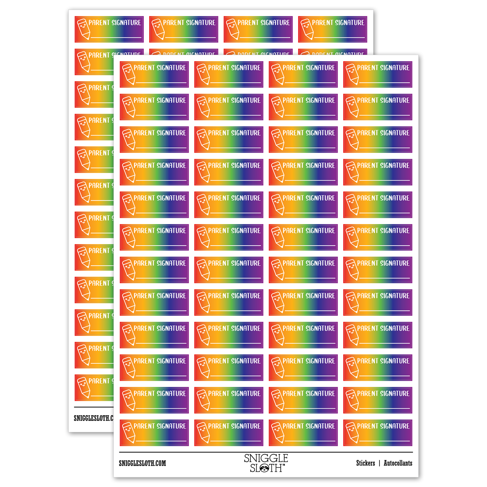 Parent Signature Teacher Student School Sticker Set - Rainbow - Gloss ...