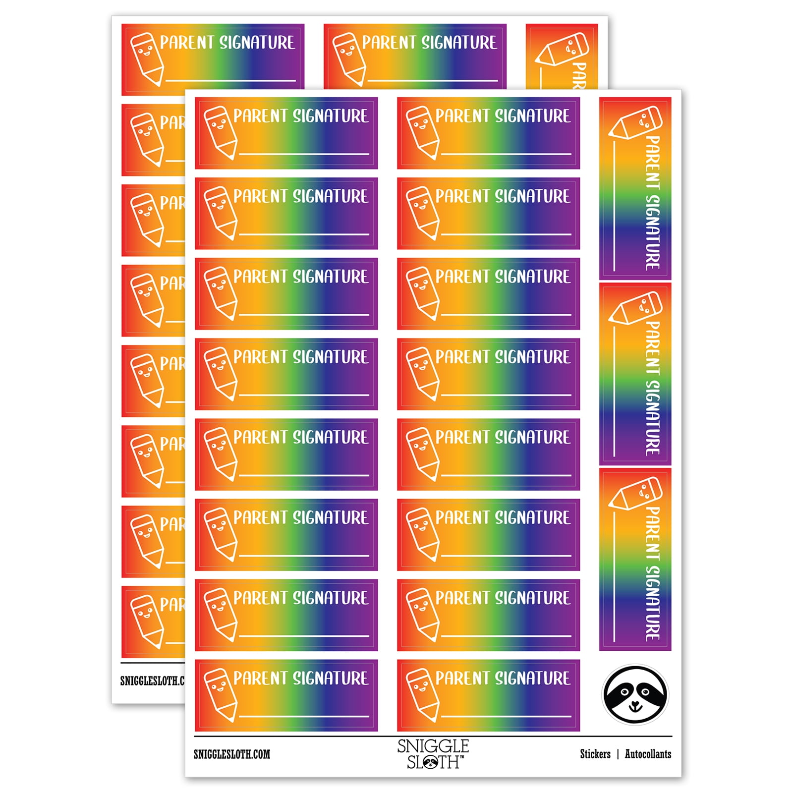 Parent Signature Teacher Student School Sticker Set - Rainbow - Gloss ...