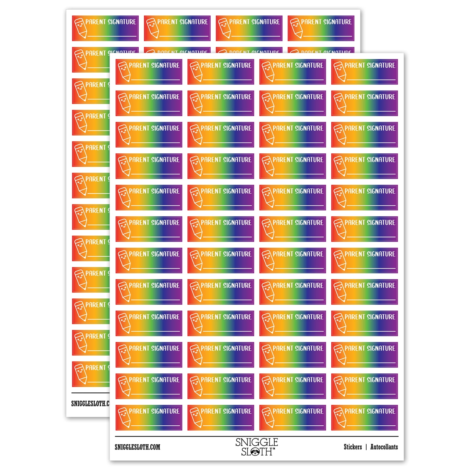 Parent Signature Teacher Student School Sticker Set - Rainbow - Matte ...