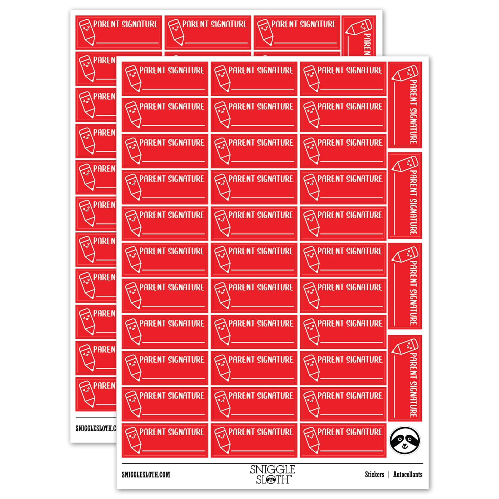 Parent Signature Teacher Student School Sticker Set - Red - Gloss ...
