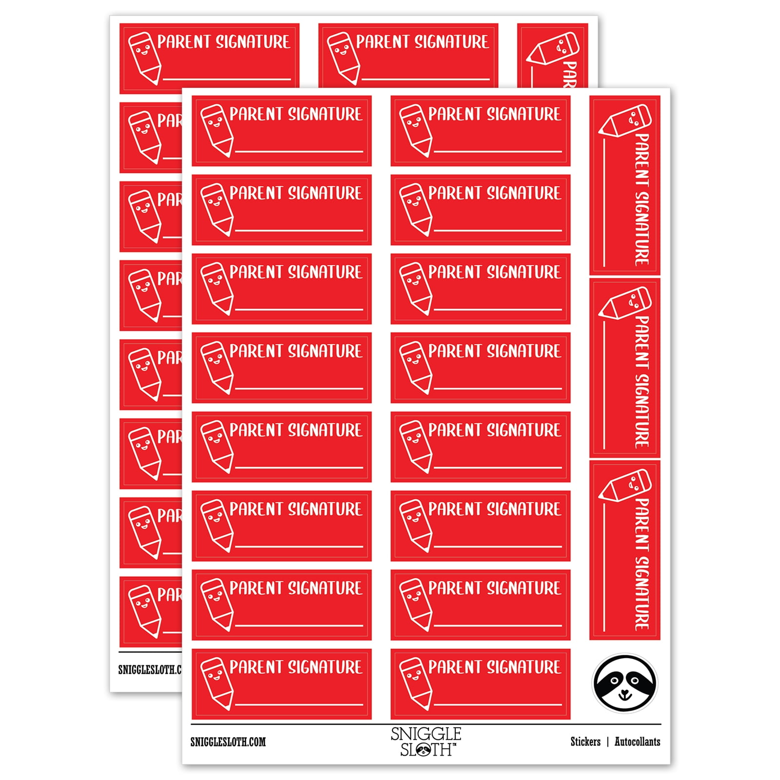 Parent Signature Teacher Student School Sticker Set - Red - Gloss ...