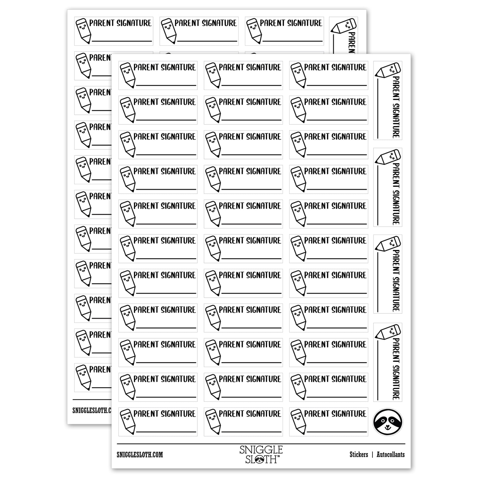 Parent Signature Teacher Student School Sticker Set - White - Gloss ...