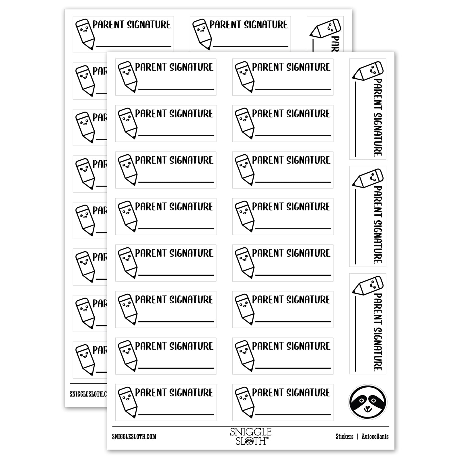 Parent Signature Teacher Student School Sticker Set - White - Gloss ...