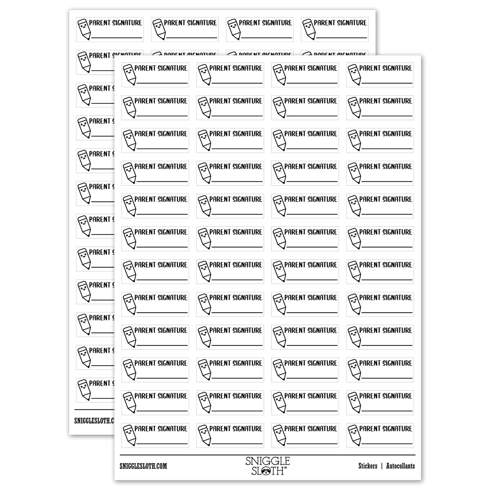 Parent Signature Teacher Student School Sticker Set - White - Matte ...