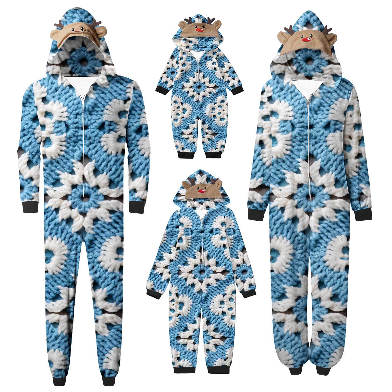 Parent-child Warm Christmas Set Printed Home Wear Hoodid Pajamas Dads ...