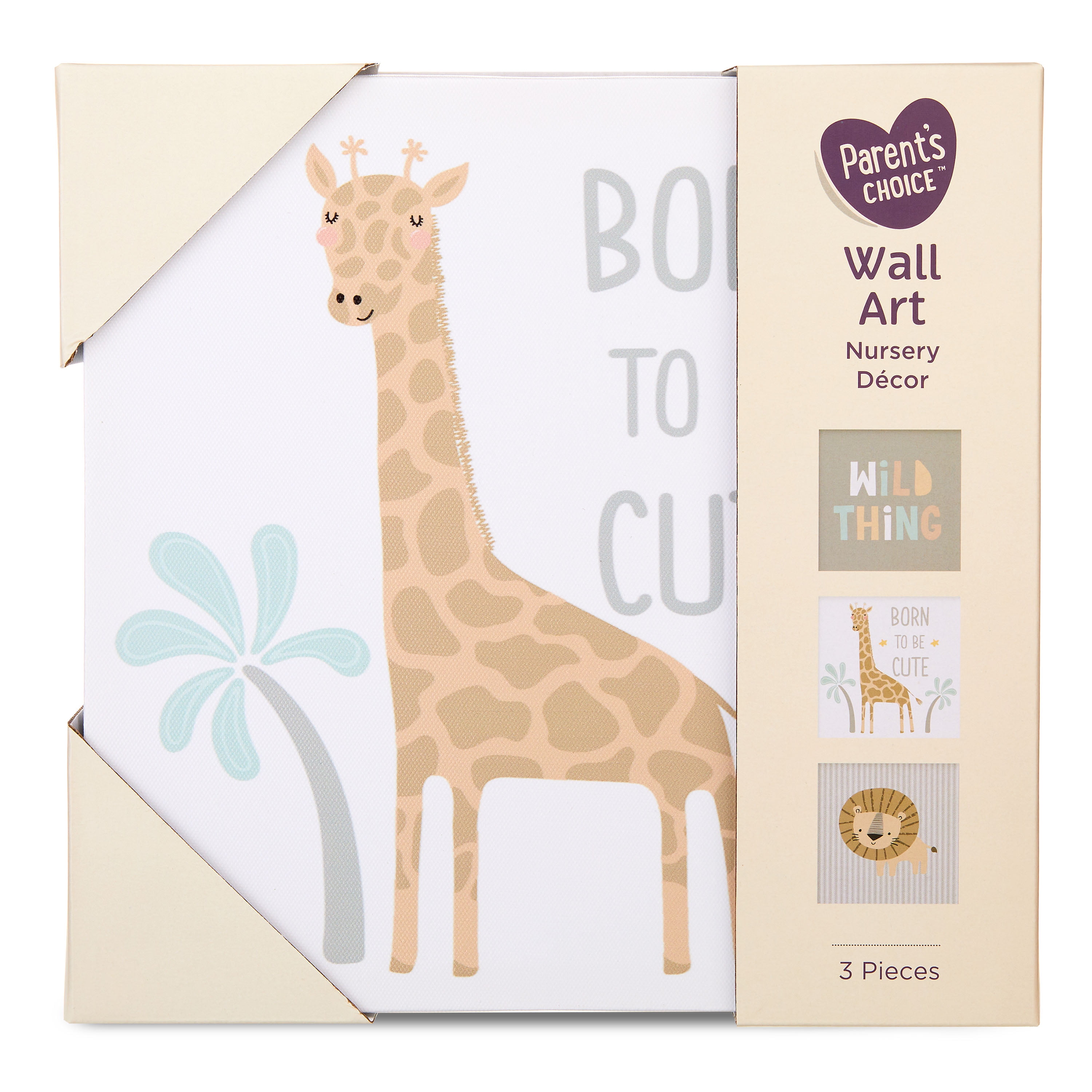 Parent's Choice 3-Piece Set Baby Nursery Canvas Wall Art, Jungle, 7" x ...