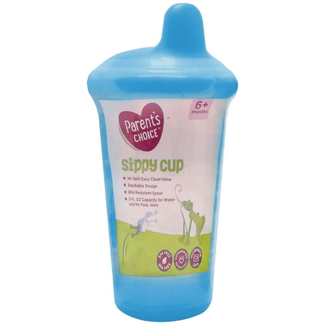 Parent's Choice 6+ Months 9 Oz. Light Blue Sippy Cup - Walmart Business ...