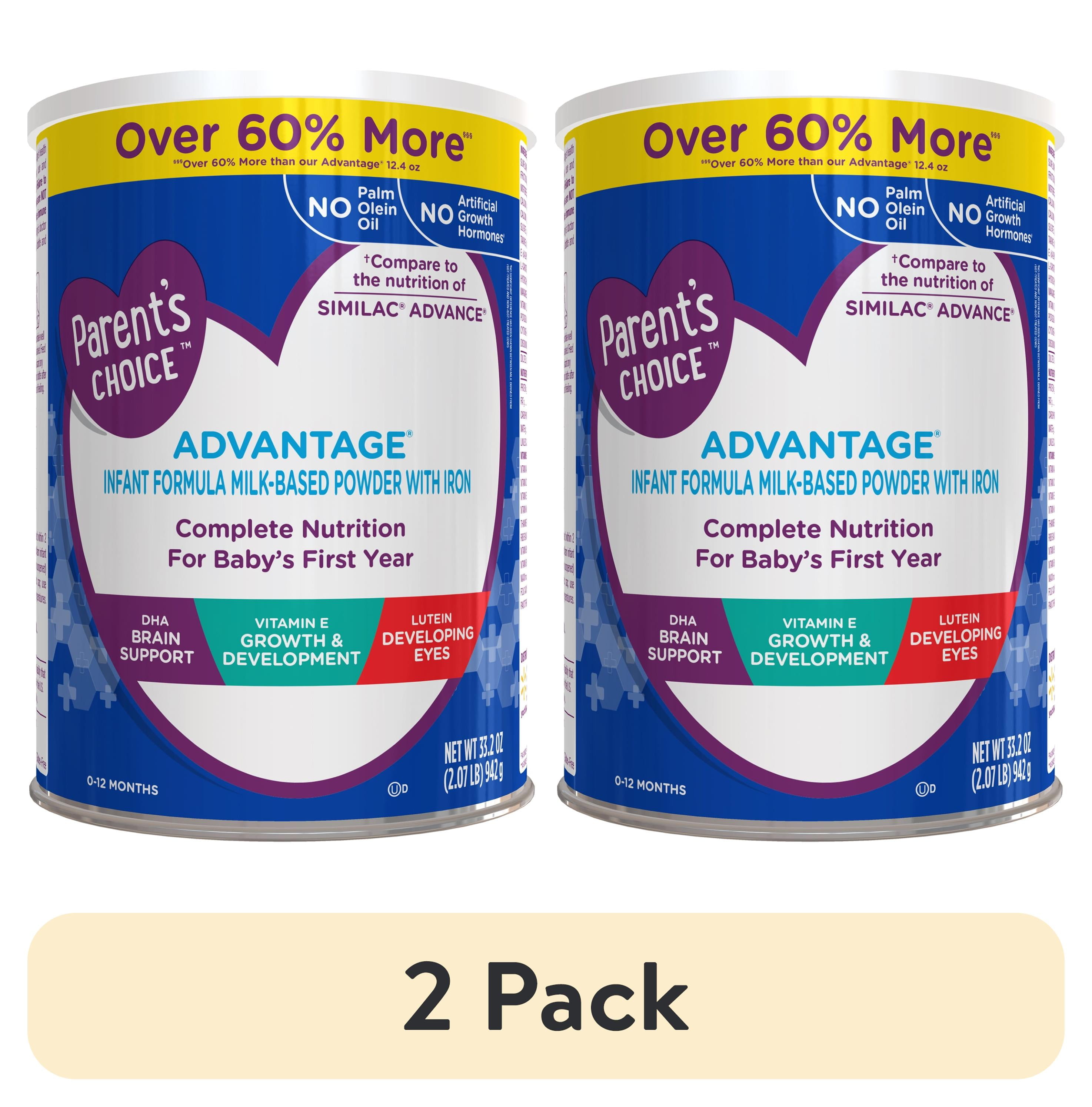 (2 pack) Parent's Choice Advantage Infant Formula Powder, 33.2 oz ...