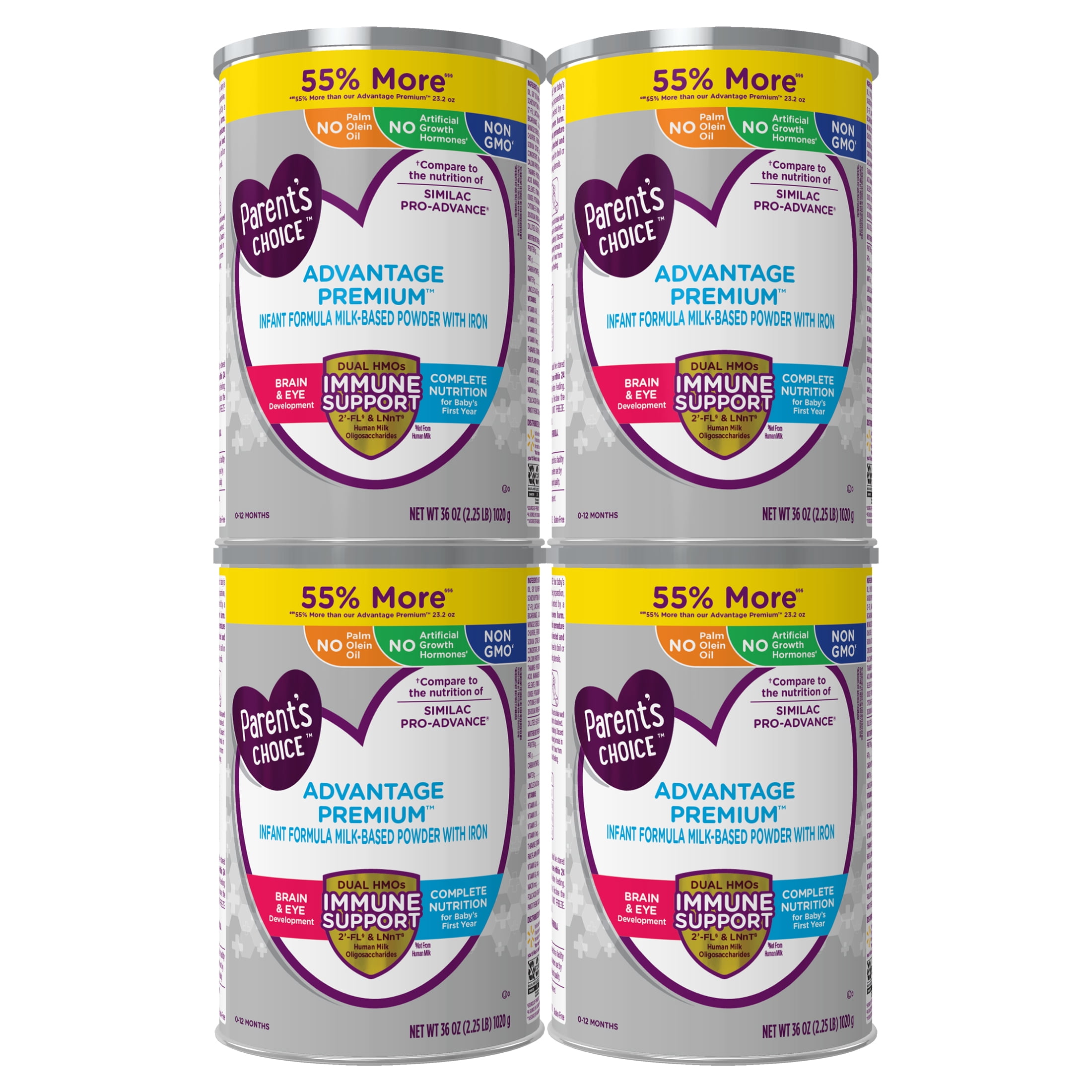 Parent's Choice Advantage Premium Baby Formula, 36 oz, 4 Pack HSA/FSA ...