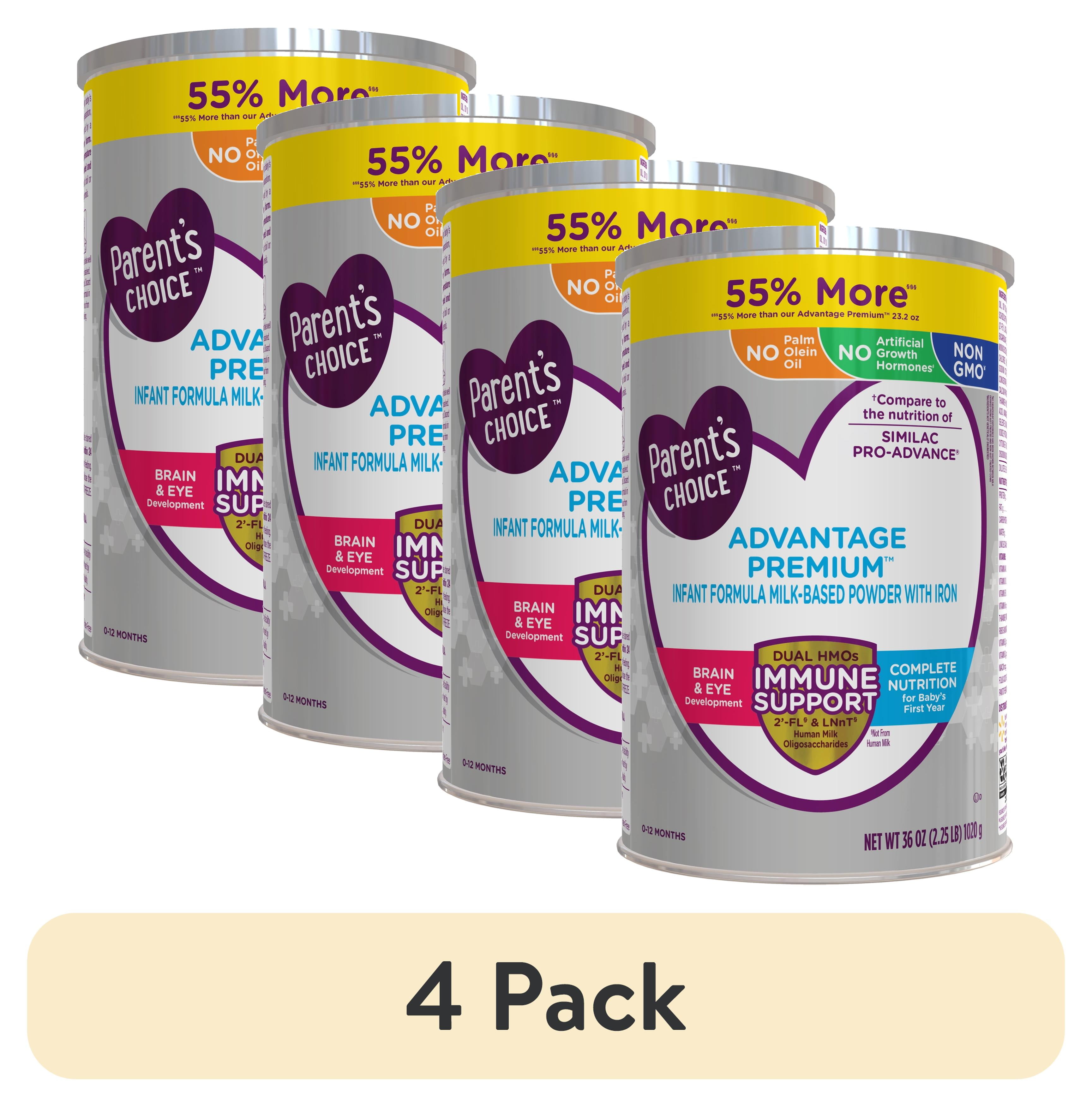 (4 pack) Parent's Choice Advantage Premium Powder Baby Formula, Non-GMO ...
