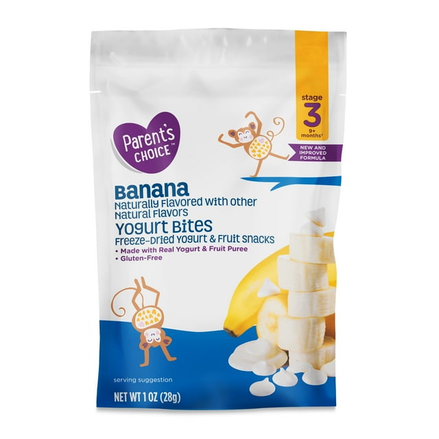 Parent’s Choice Stage 3 Toddler Snacks, Banana and Yogurt Bites, 1 oz ...