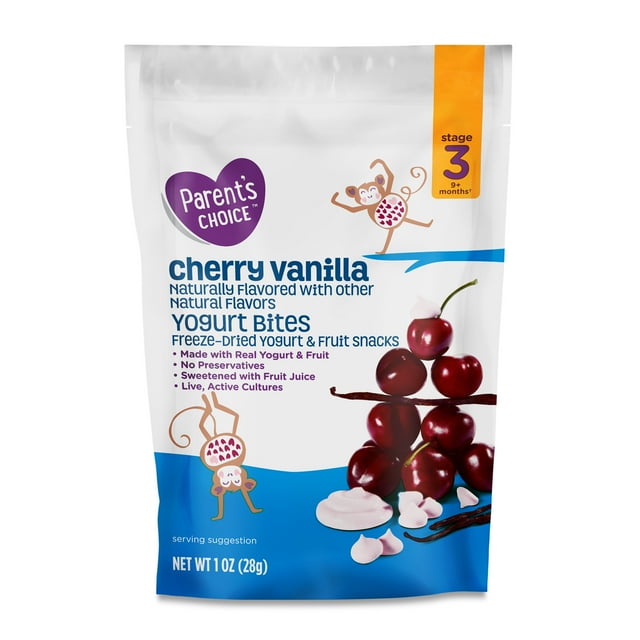 Parent's Choice Baby Food Stage 3 Toddler Snacks, Cherry Vanilla Yogurt ...