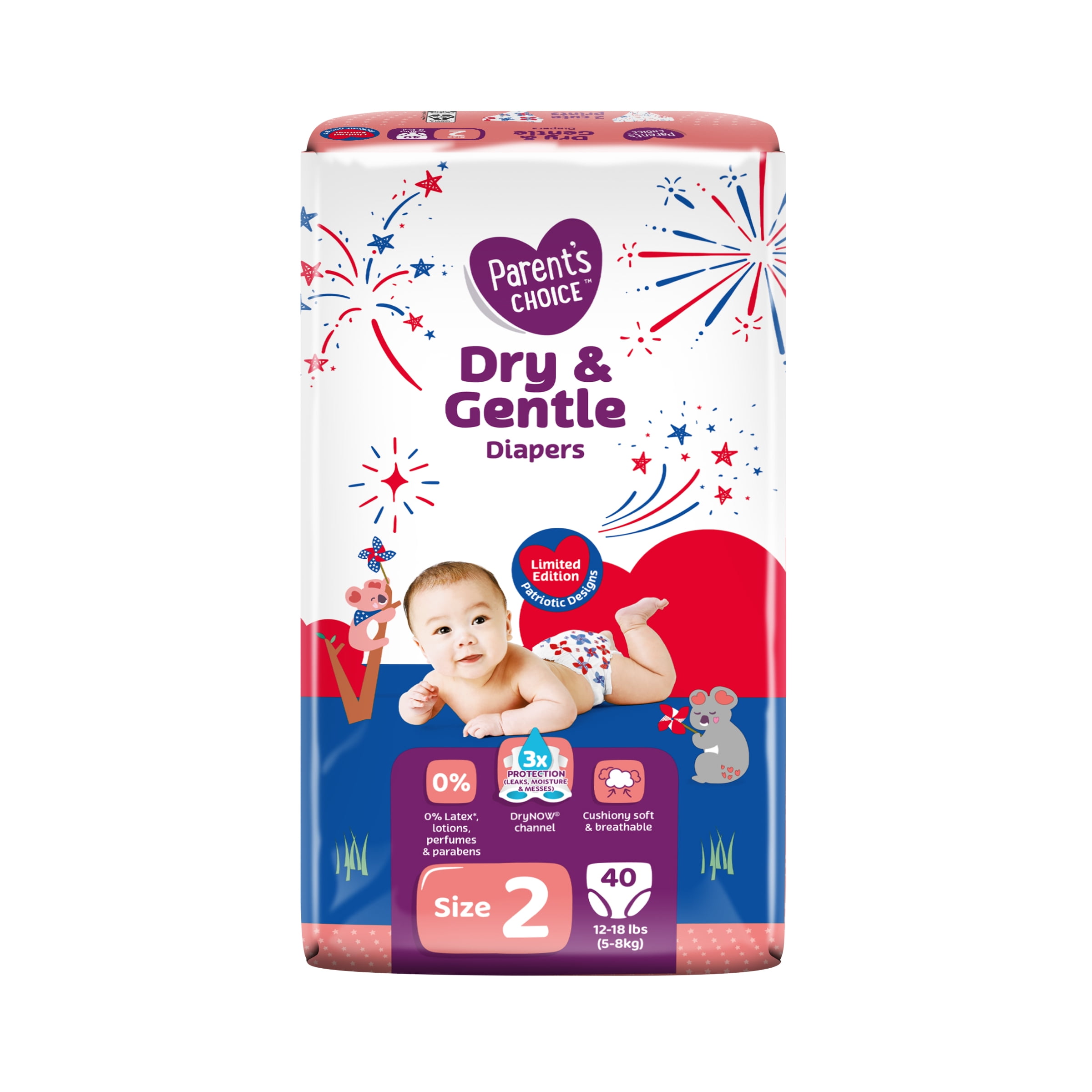 Parent's Choice Dry and Gentle Diapers Size 2, 40 Count, Leak ...