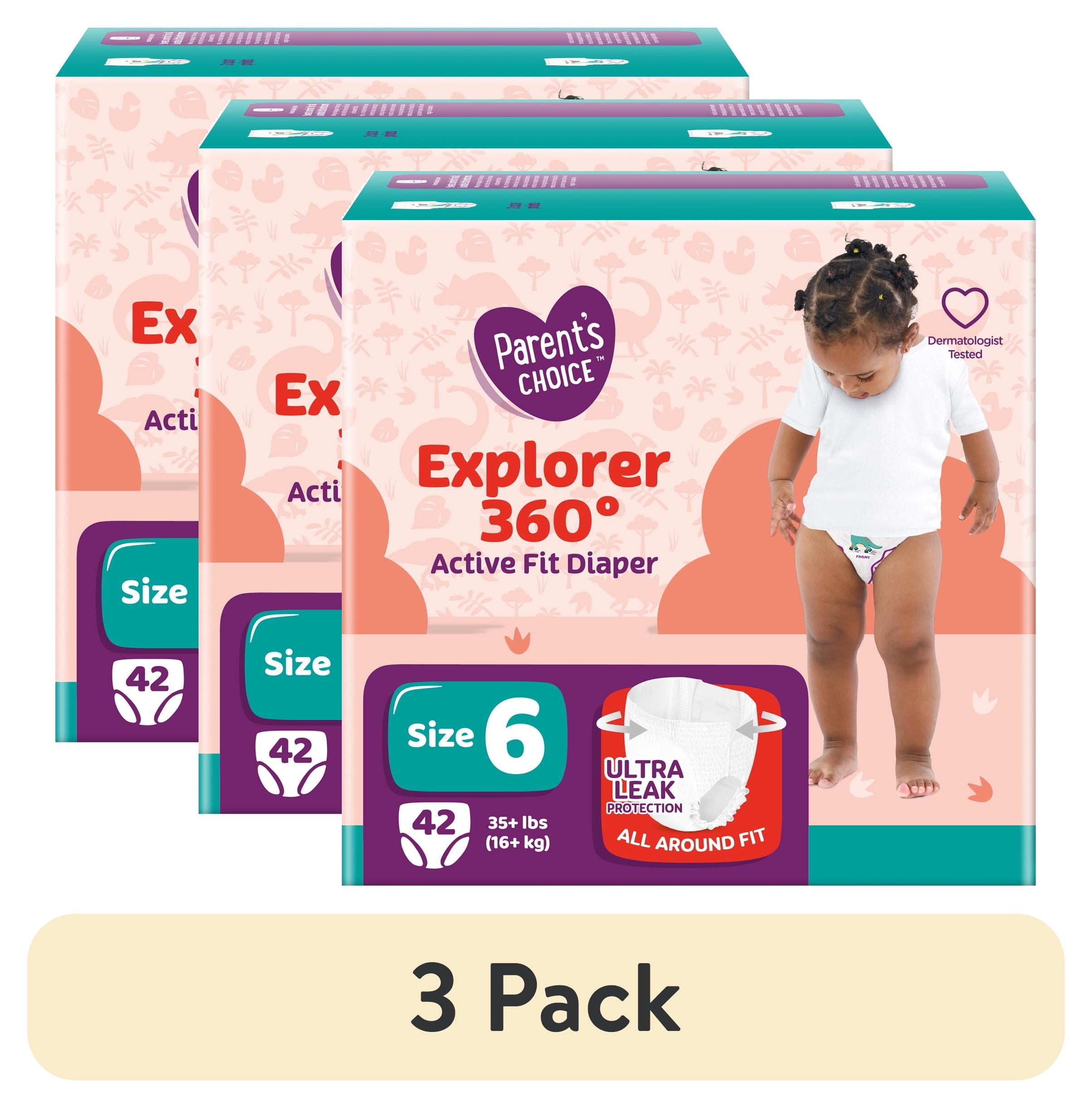 (3 pack) Parent's Choice Explorer 360 Active Fit Diaper Pants, Size 6 ...