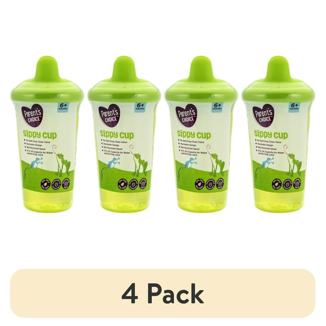 (4 pack) Parent's Choice Hard Spout Sippy Cup, Green, 9 fl oz, 6 ...