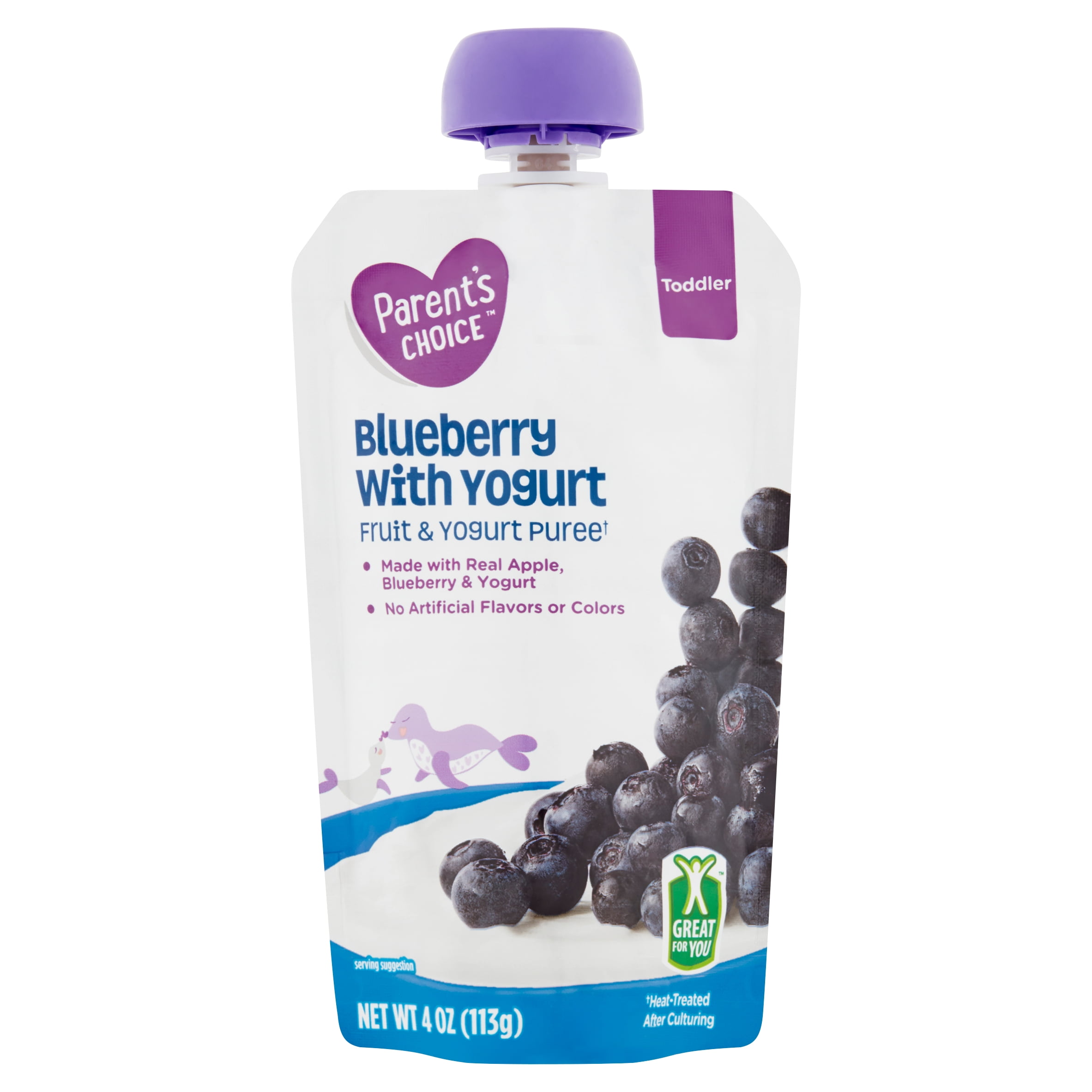 Parent's Choice Natural Toddler Food, Blueberry Apple Yogurt Baby Food ...