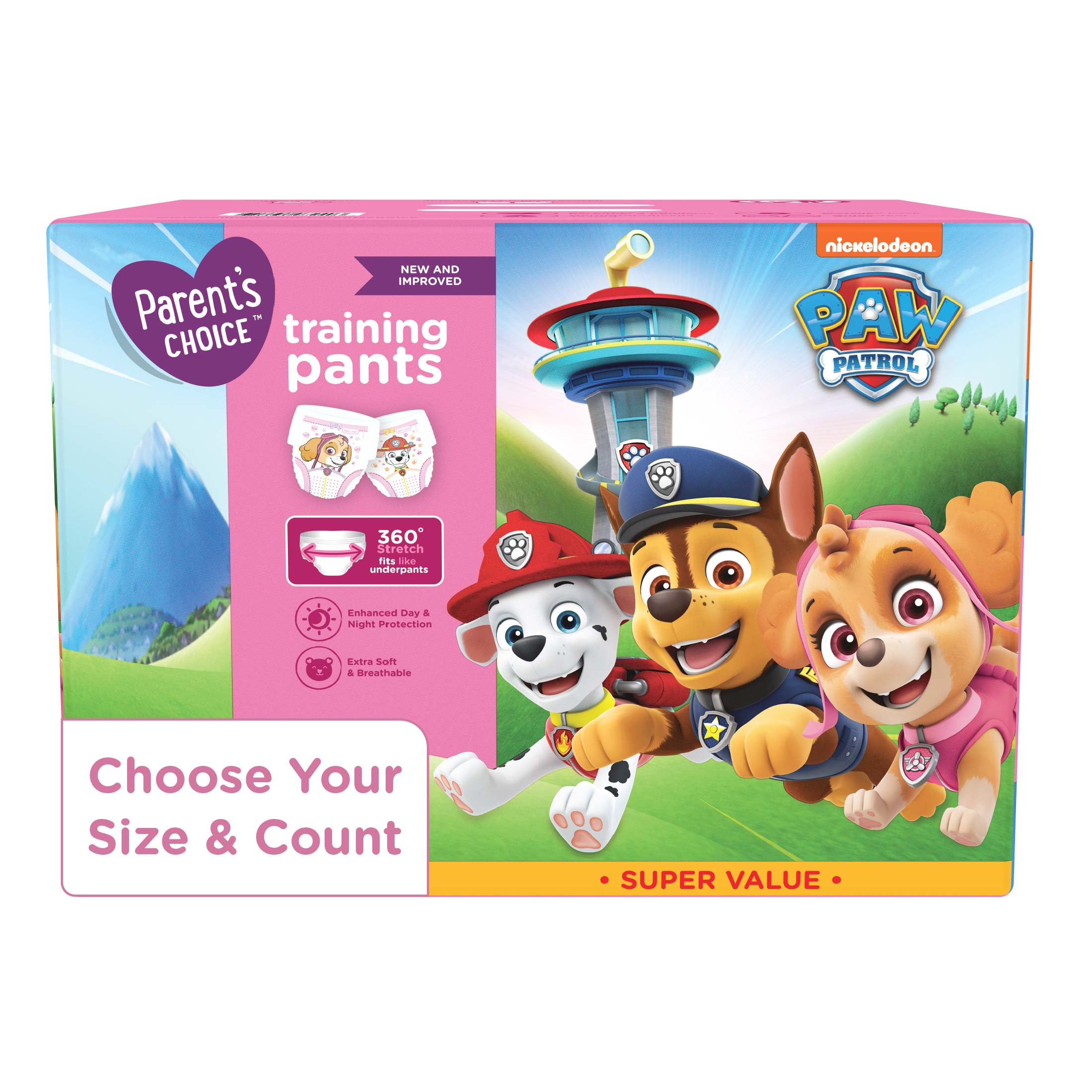 Parent's Choice Paw Patrol Training Pants for Girls, 4T/5T, 70 Count ...