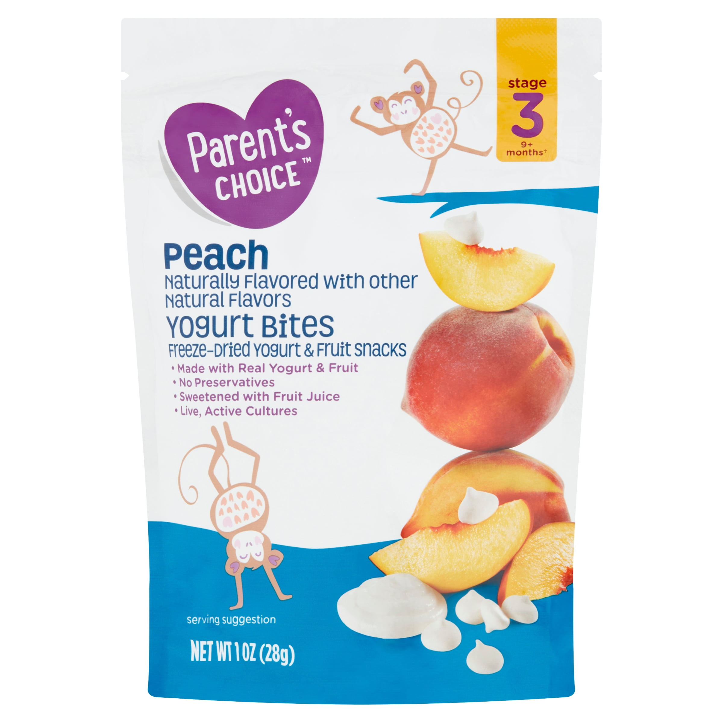 Parent's Choice Peach Yogurt Bites Baby Food Stage 3 9+ Months, Peach ...