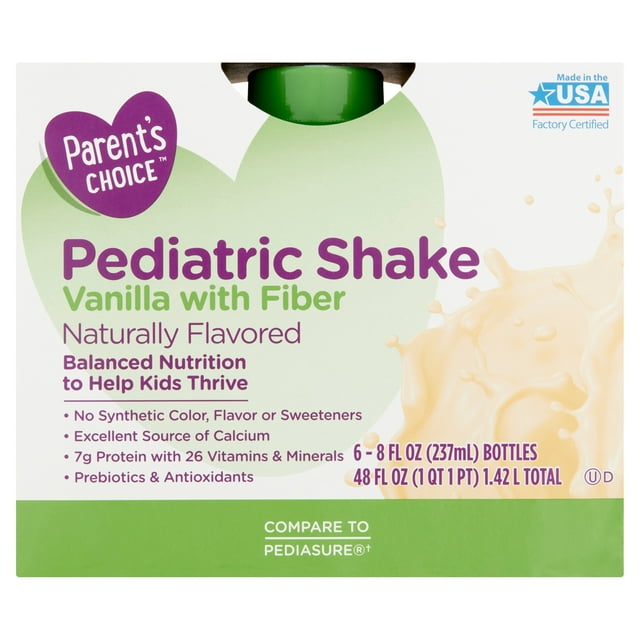 Parent's Choice Pediatric Shake, Vanilla with Fiber, 8 oz Bottle, 6 ...