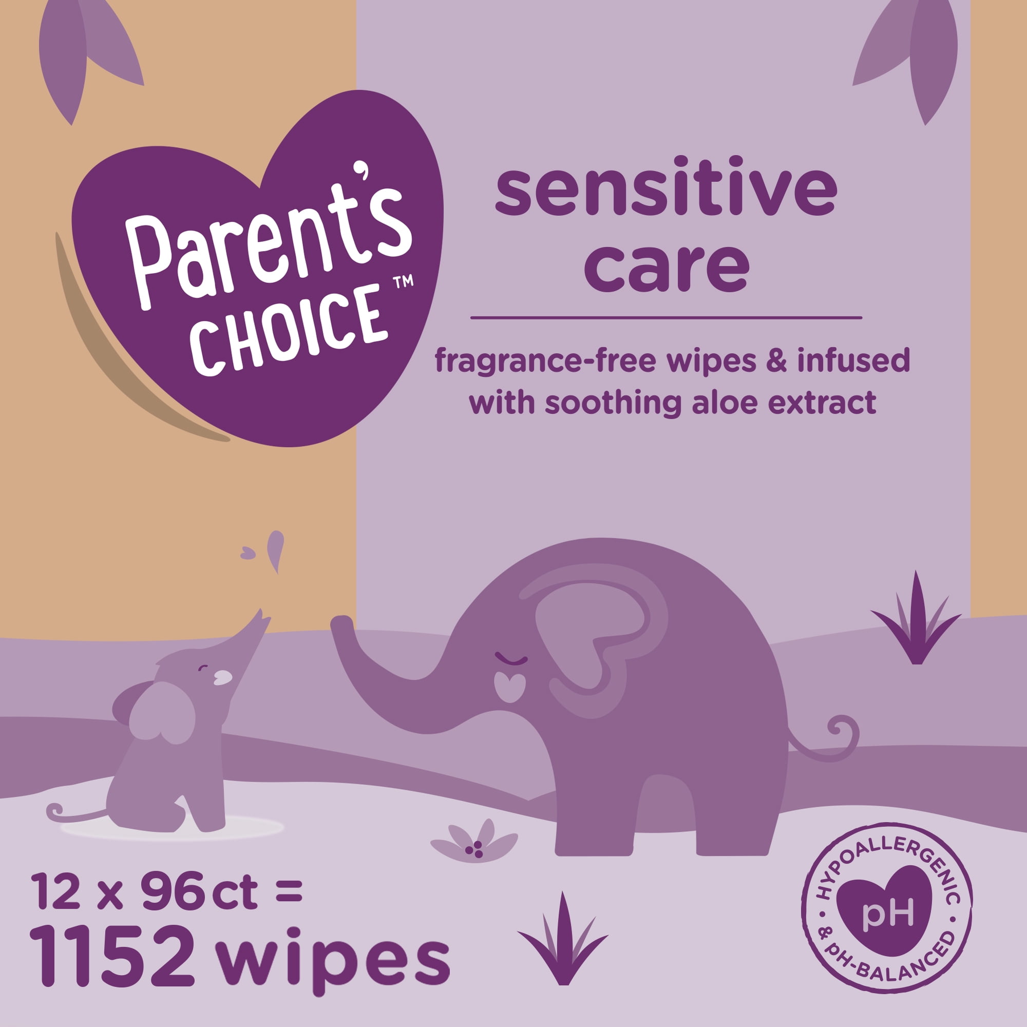 Parent's Choice Sensitive Care Baby Wipes, Unscented, 12 Flip-Top Packs ...