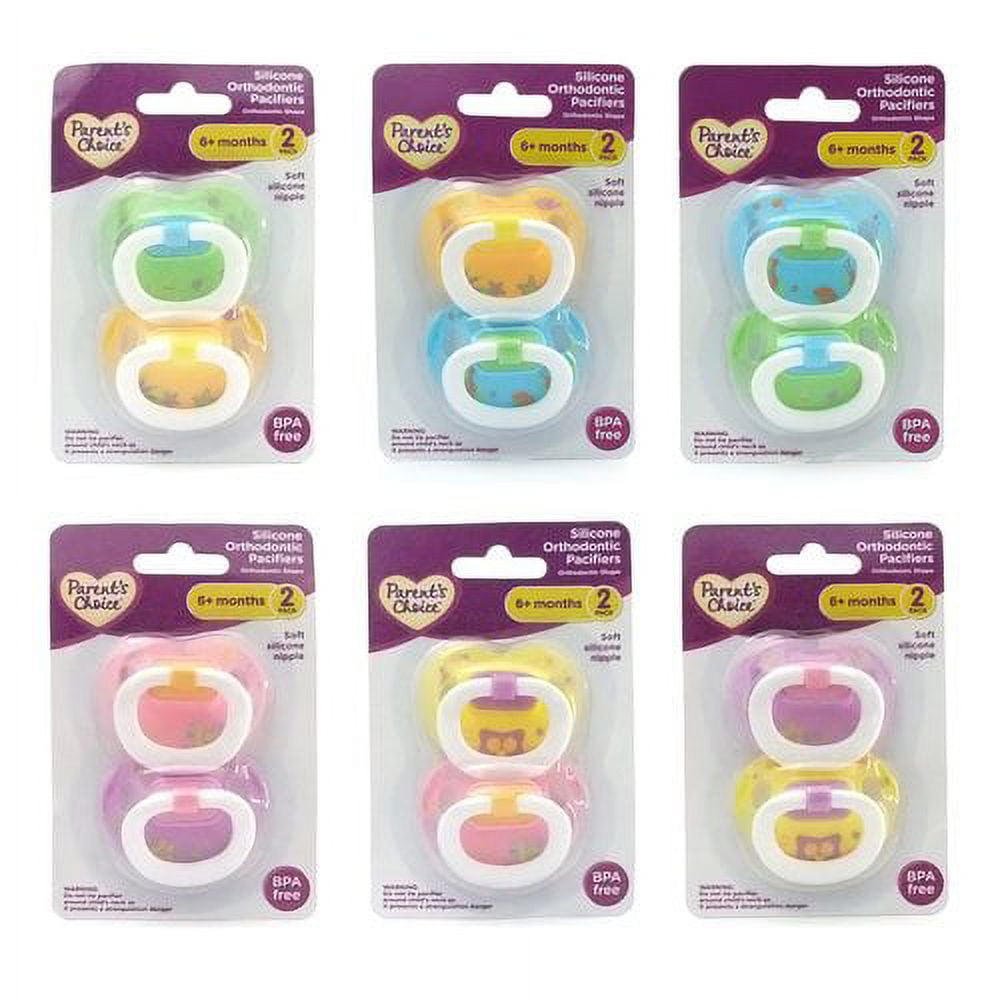 Parent's Choice Silicone Orthodontic Vent Pacifiers, 6+ Months, 2 Pack ...