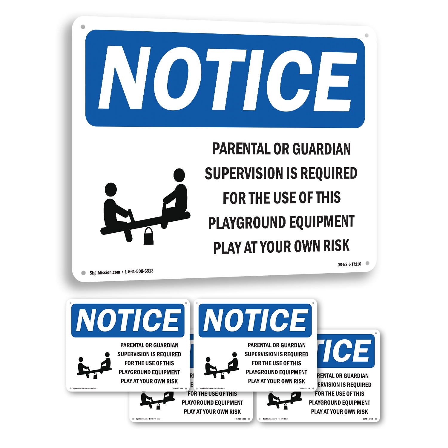 Parental Or Guardian Supervision OSHA Notice Rigid Plastic Sign 10 Inch ...