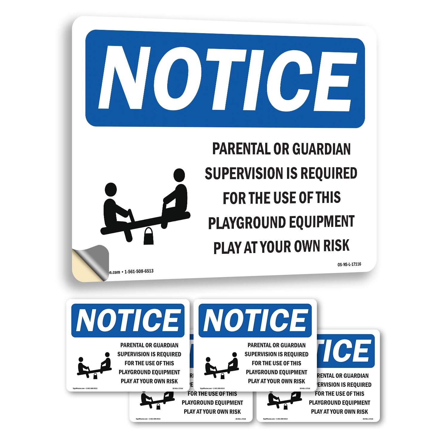 Parental Or Guardian Supervision With Symbol OSHA Notice Vinyl Decal ...