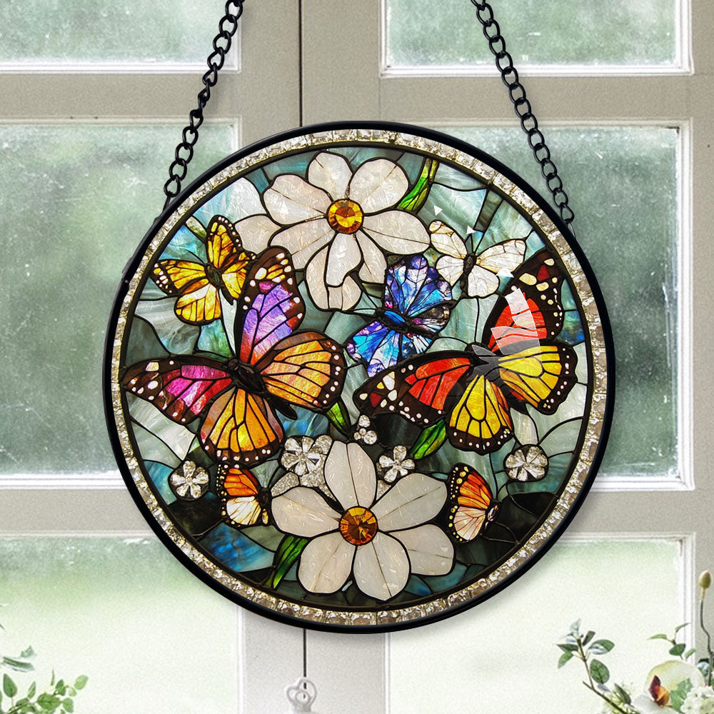 Parents Christmas Gift - Butterfly Glossy Stained Glass Hanging ...