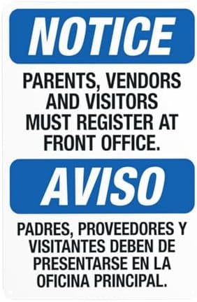 Parents Vendors And Visitors Must Register At Front Office Bilingual ...