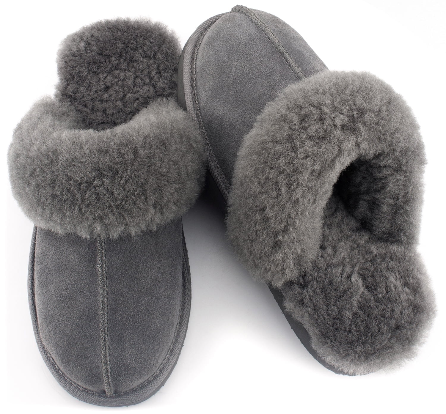 Parfeying Women's Sheepskin House Slippers Indoor Outdoor Shearling ...