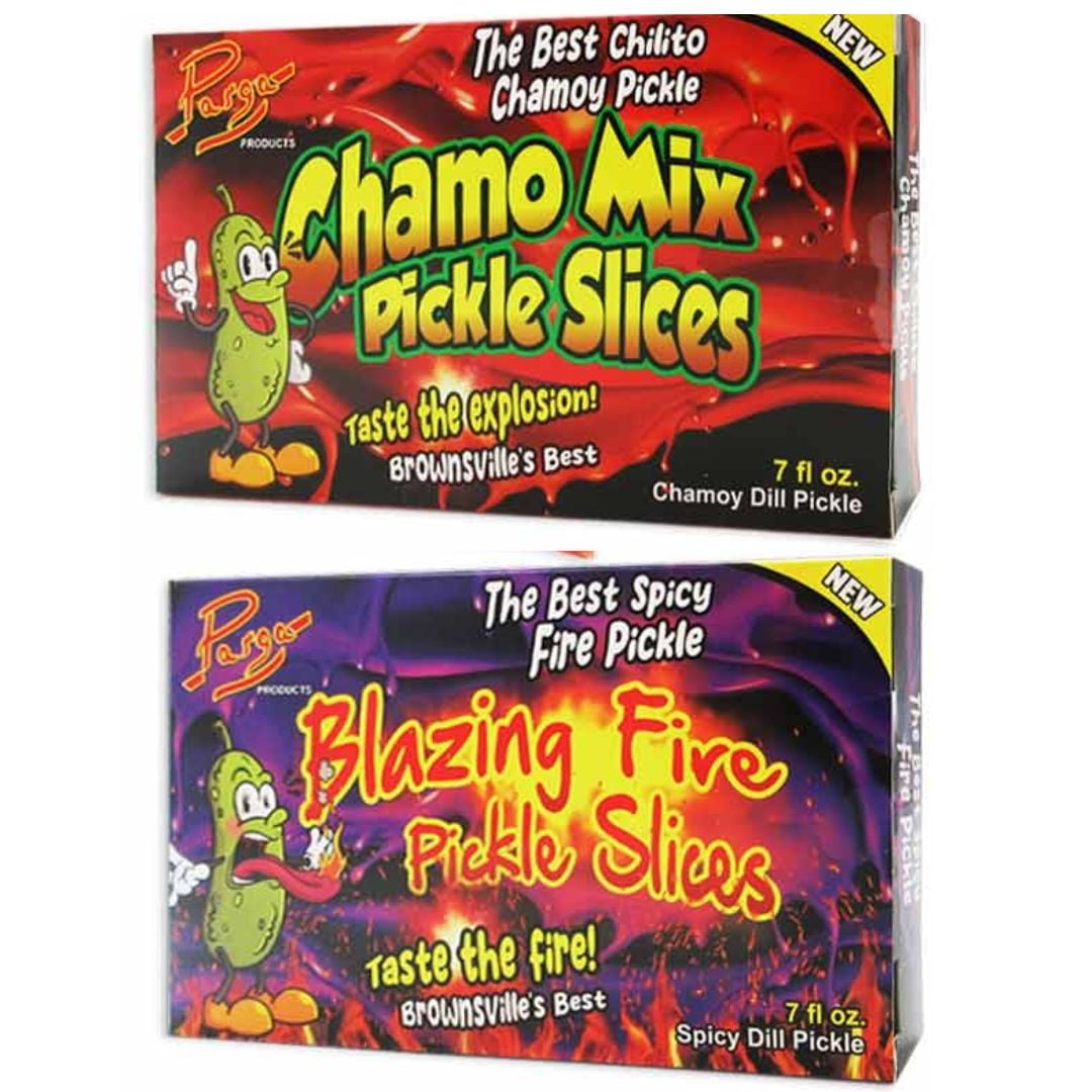 Parga Pickle Slice 7 fl oz Variety Pack of 2 (Blazing Fire, Chamo Mix ...