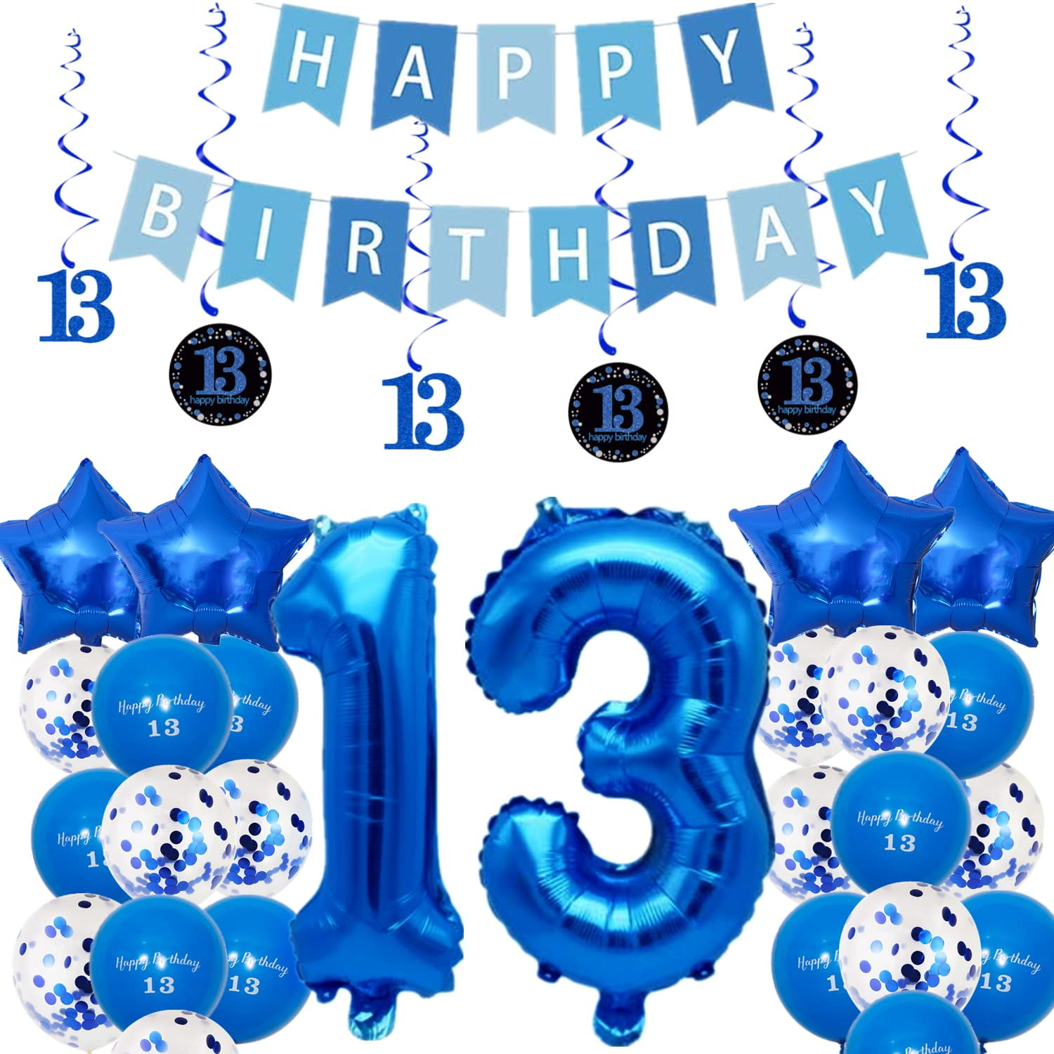 Pargleev 13th Birthday Decorations for Boys Blue, 13th Birthday ...