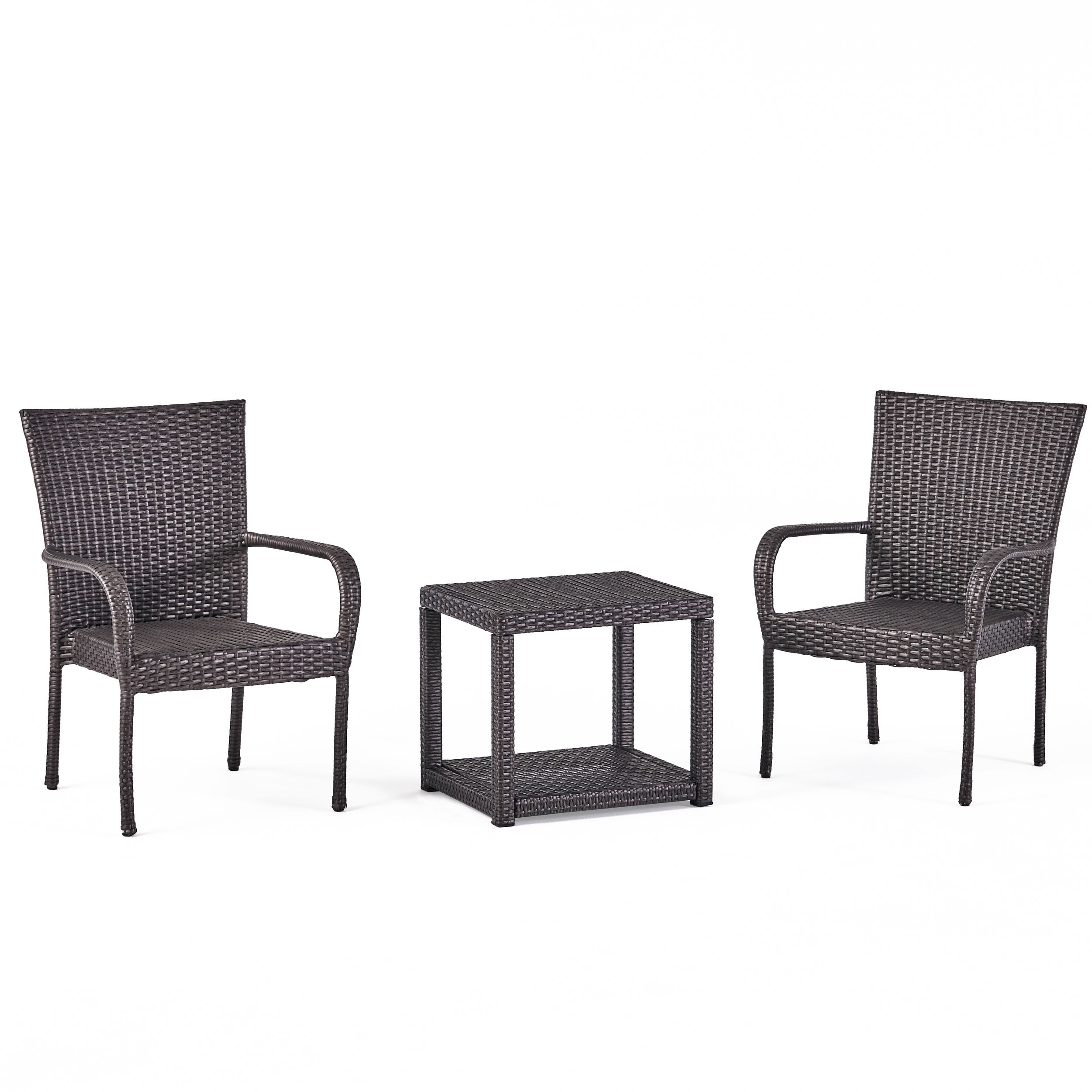 Corinne Outdoor 5 Piece Swivel Wicker Chat Set with Cushions and Fire ...