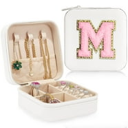 IEFSHINY Small Jewelry Box for Girls, Travel Initial Jewelry Organizer ...