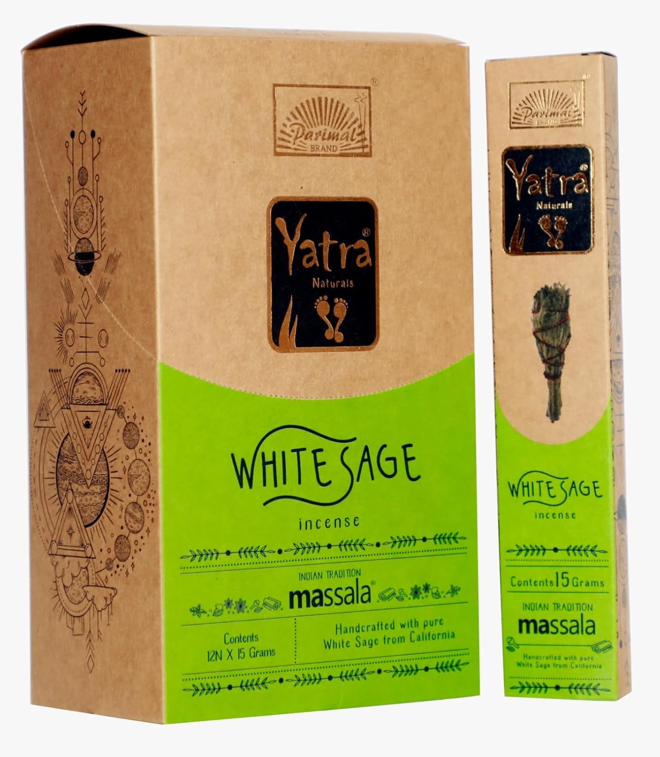 Parimal Yatra Naturals White Sage Incense Stick, 180 Count, 12 Pack ...