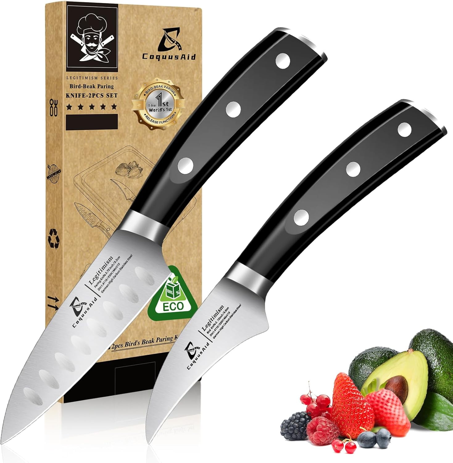 Paring Knife Set, 2PCS Small Kitchen Knives for Fruit, 3.8 Inch Fruit ...