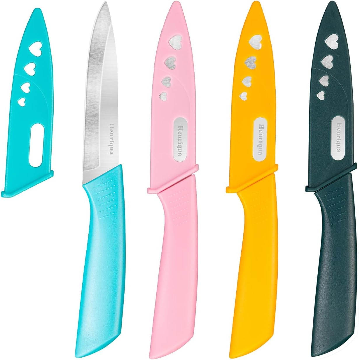 Paring Knife Set of 4, Paring Knives With Cover, 4 inch Small Fruit ...