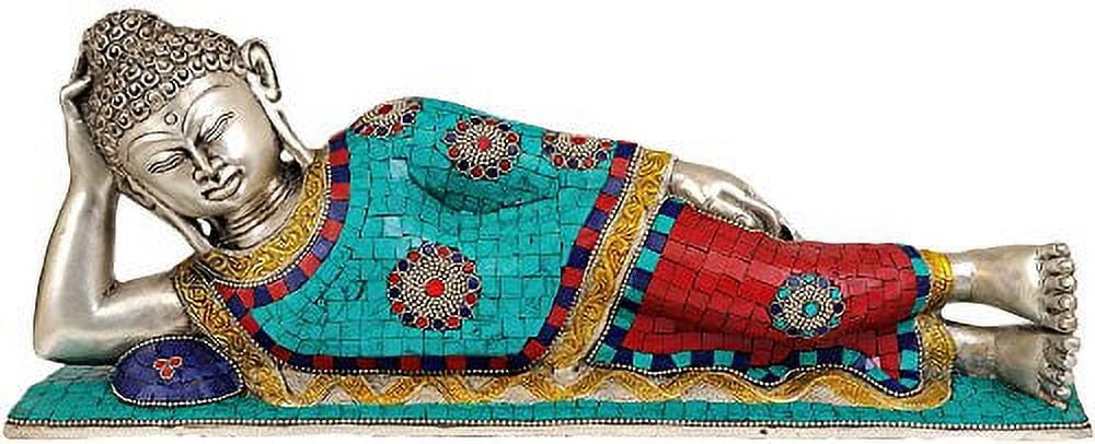 Parinirvana Buddha - Brass Statue with Inlay - Walmart.com