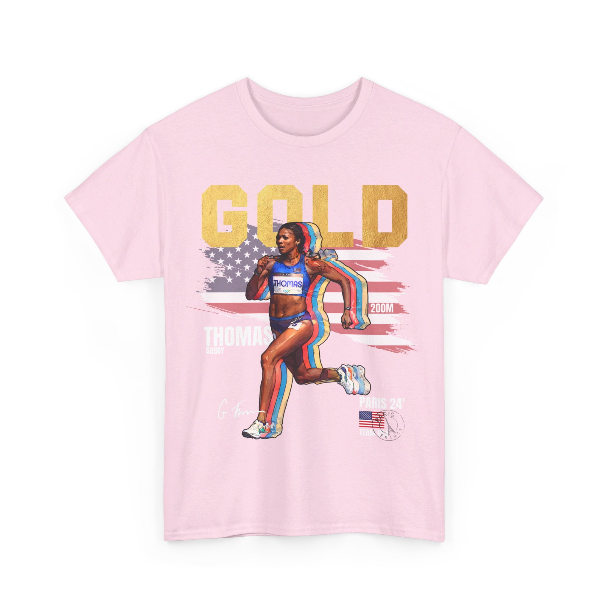 Paris 2024 Gabby Team Gabby Thomas 200M Gold Medals Unisex Cotton Tee ...