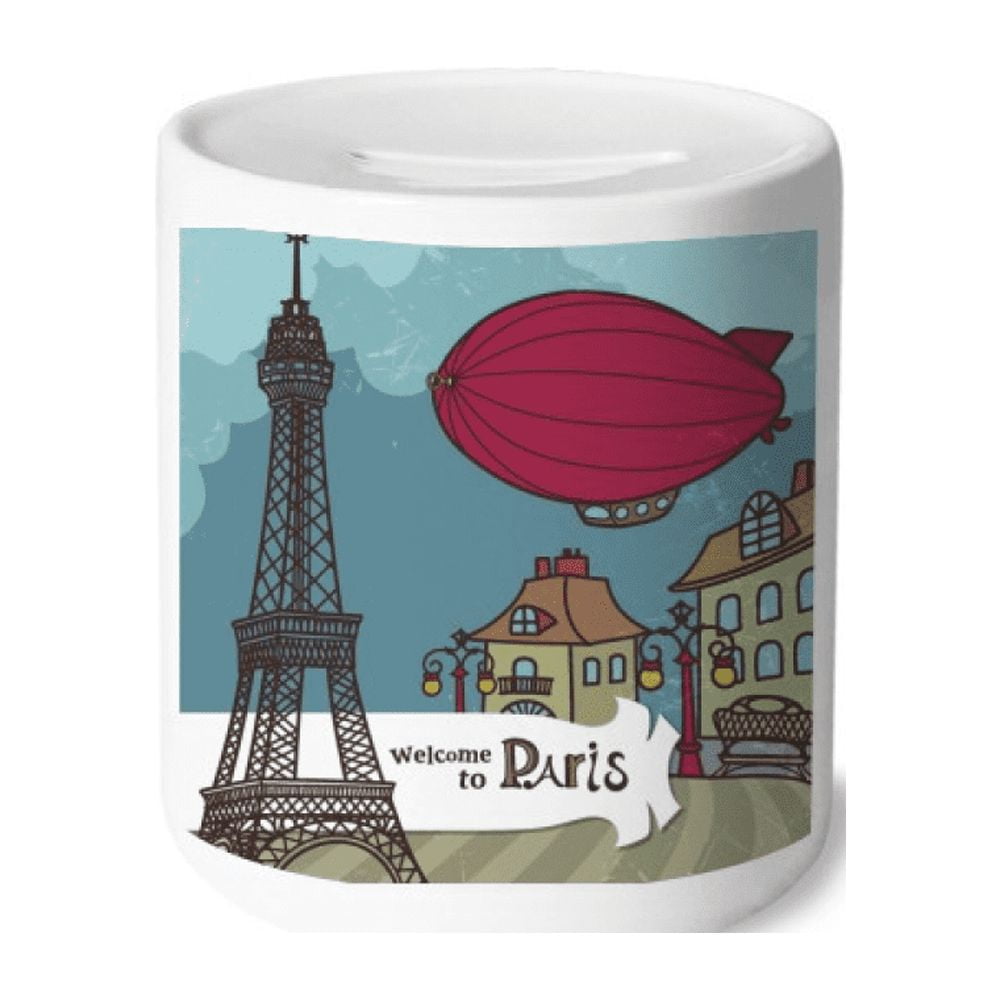 Paris Airship France Eiffel Tower Landscape Money Box Cerac Coin Case ...