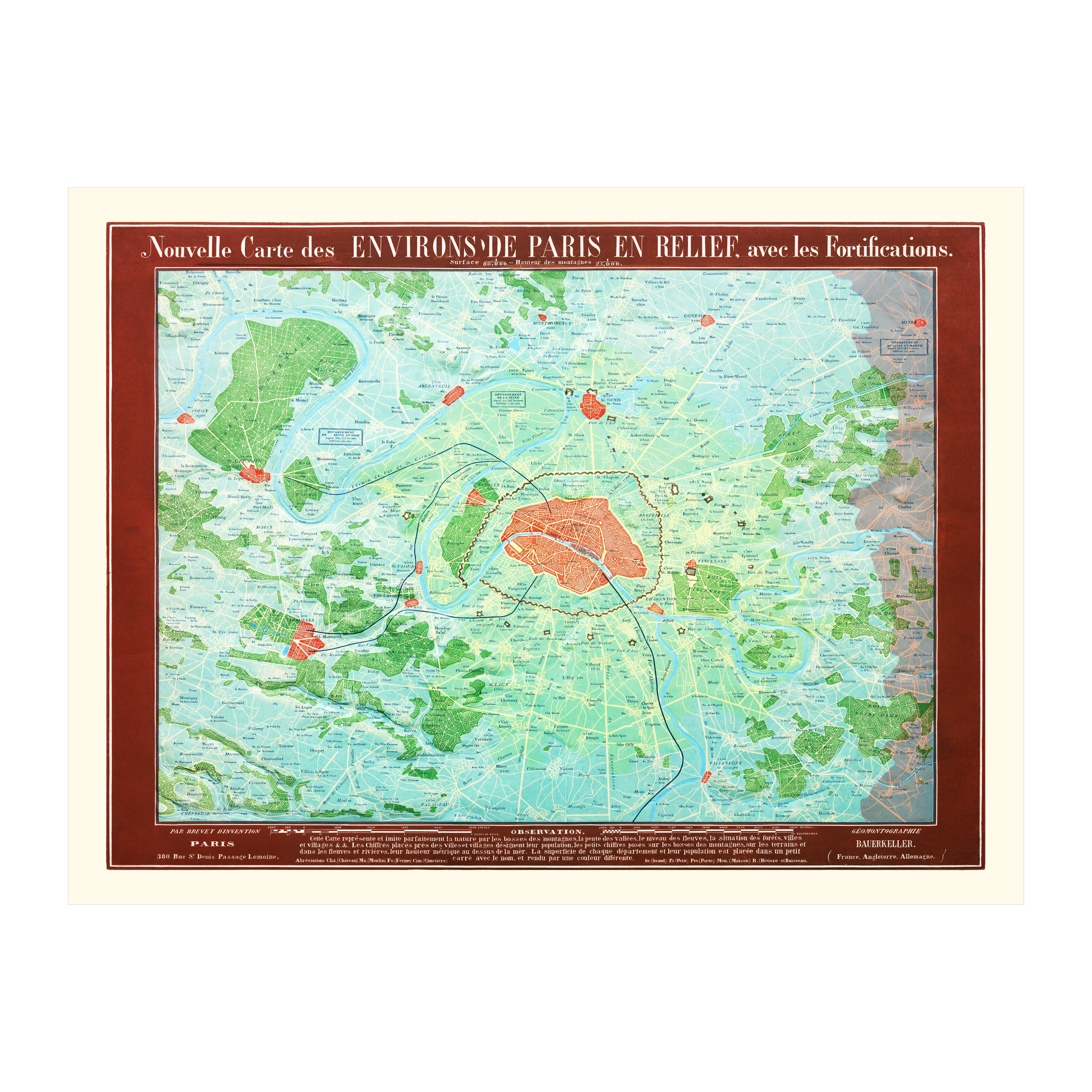 Paris Art, 1843 Vintage Map of Paris France History Wall Decor Gift ...