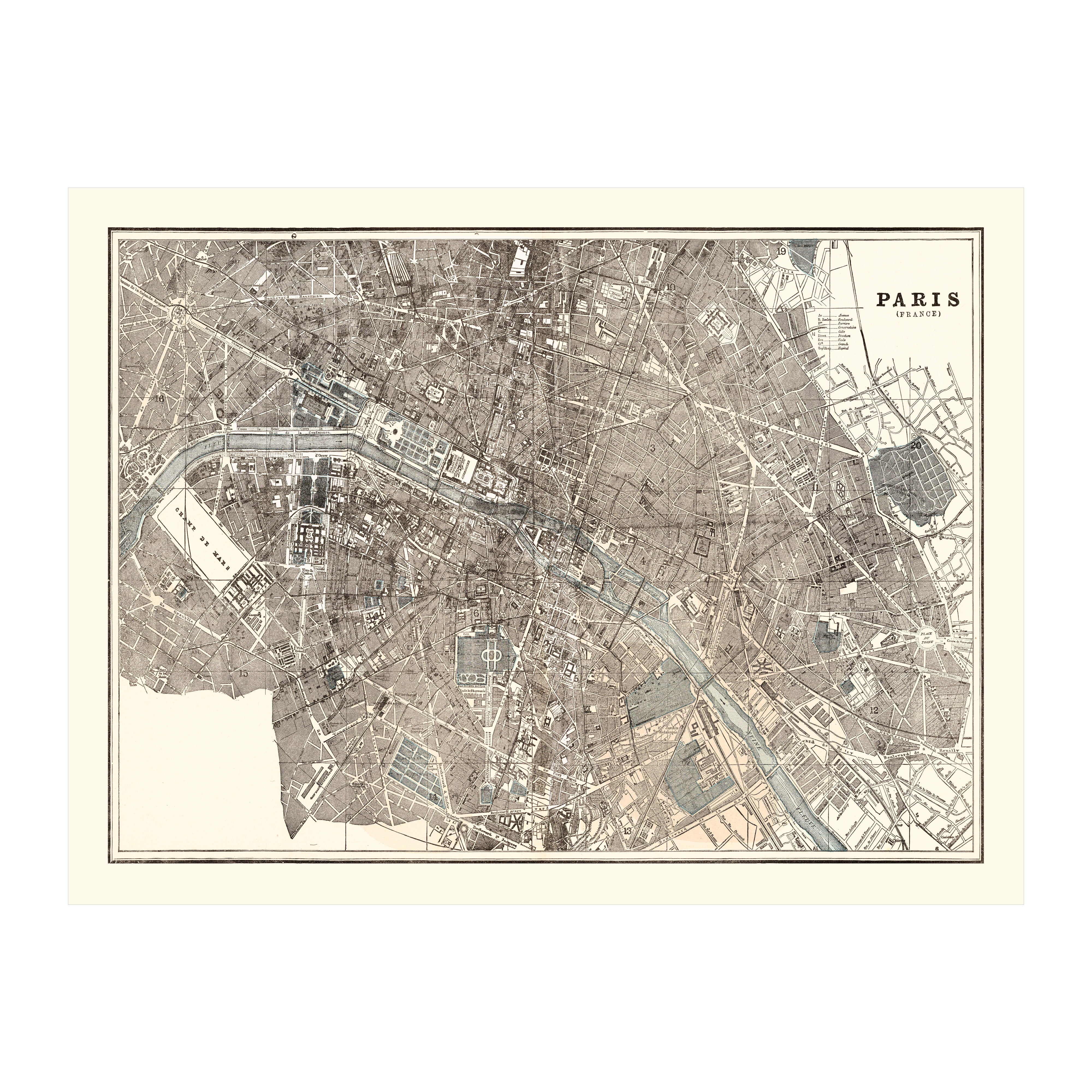Paris Art, 1893 Vintage Map of Paris France History Wall Decor Gift ...