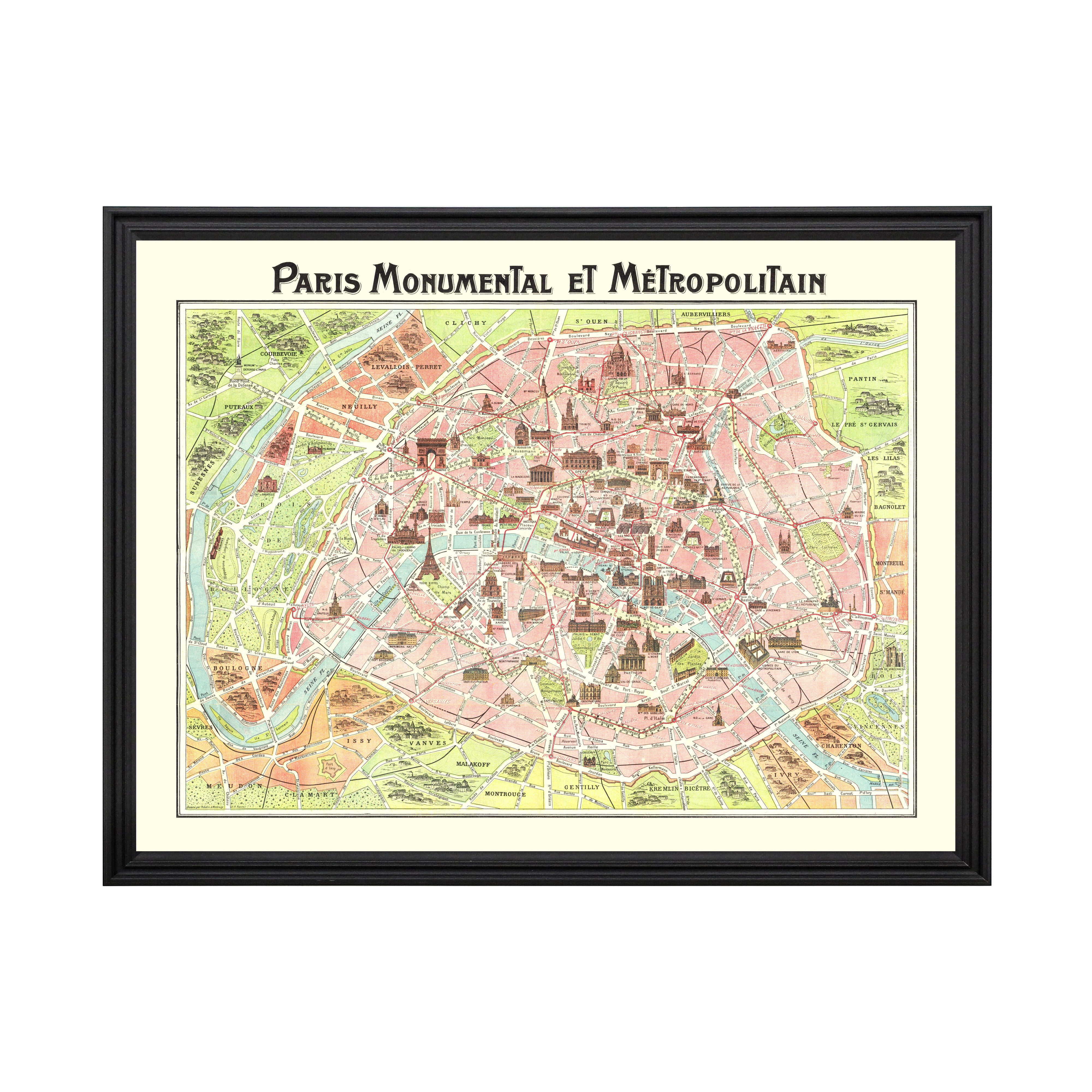 Paris Art, 1911 Vintage Map of Paris France History Wall Decor Gift ...