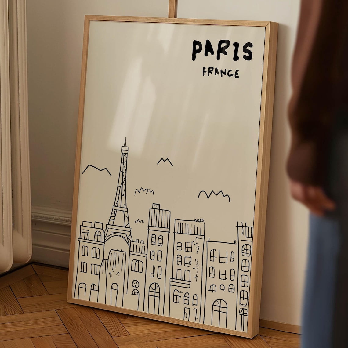 Paris Art Print - Minimalist Paris Wall Art - Eiffel Tower Cityscape ...