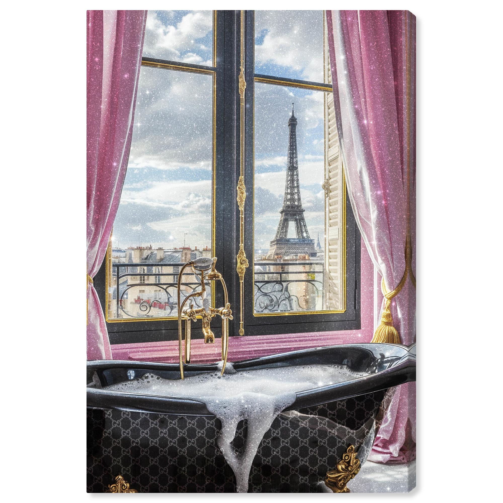 Paris Bathroom View Canvas Trendy Bathroom Art by Notoriart, Gallery ...