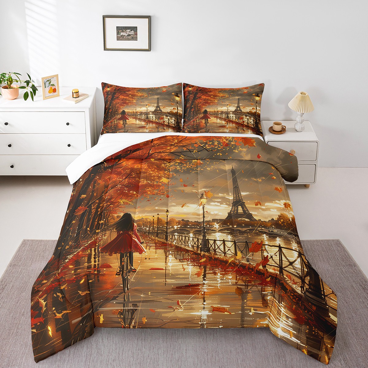 Paris Bedding Set Paris Romantic Lover King Comforter Set,Eiffel Tower ...