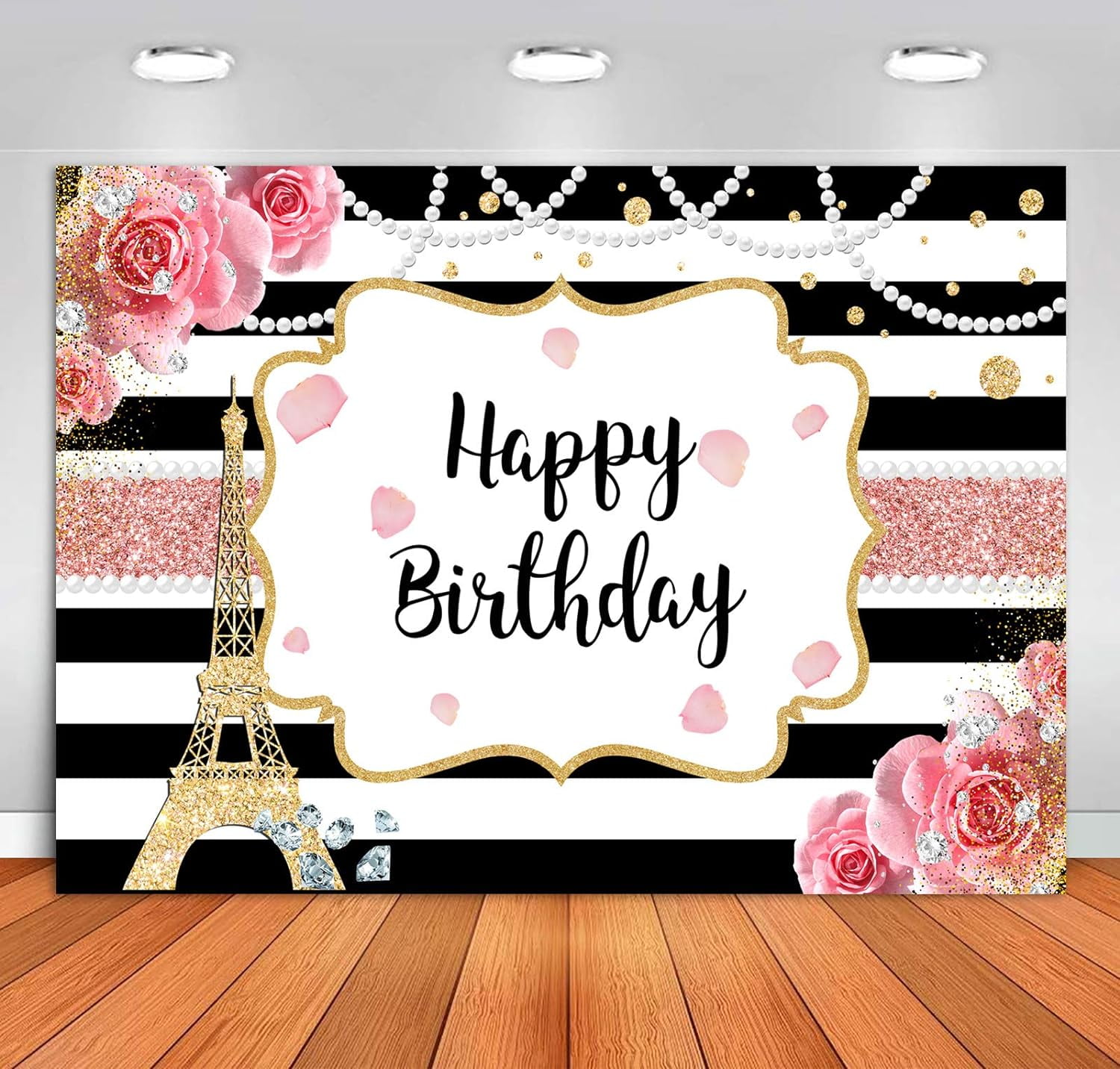 Paris Birthday Backdrop Eiffel Tower French Theme Birthday Photo ...