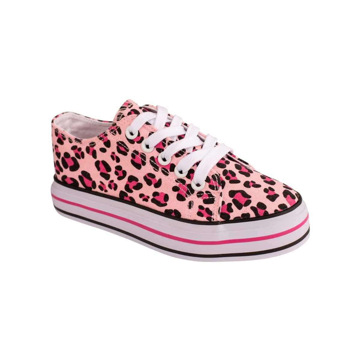 Paris Blues Maxie Youth Girls' Pink Leopard Print Canvas Platform ...